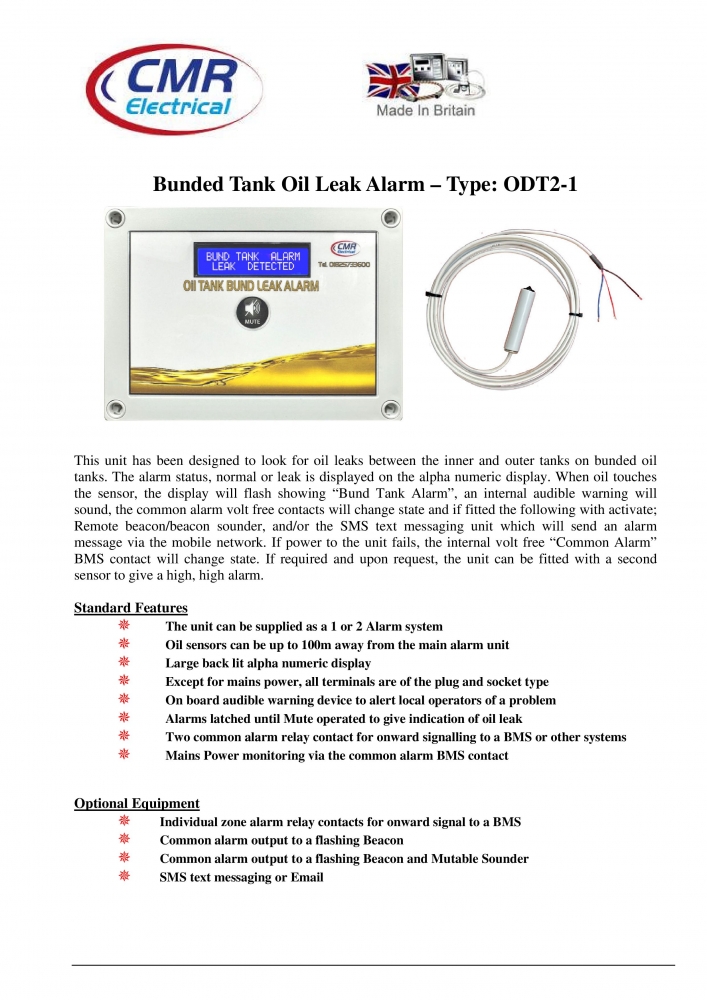 ODT2-1油槽漏油警報器 – 圓達國際企業有限公司